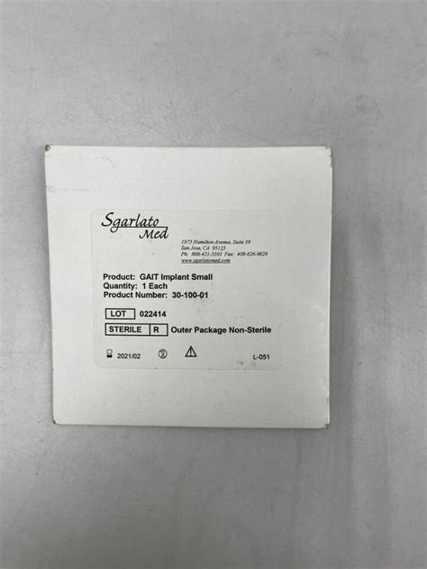 New Sgarlato Med 30 100 01 Gait Implant Small Disposables General For