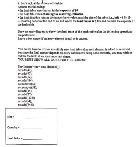 Solved Let S Look At The Actions Of HashSet Assume The Chegg