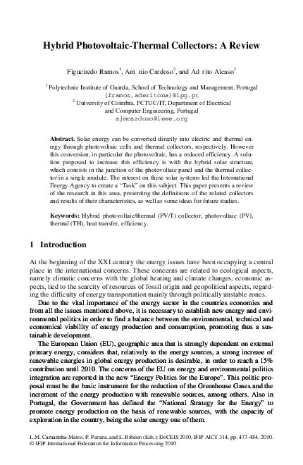 Pdf Review Of Hybrid Photovoltaic Thermal Collectors