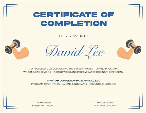 Free Fitness Challenge Certificate Template To Edit Online