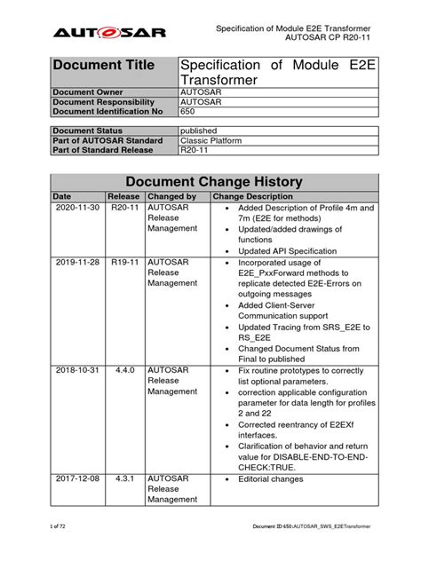 Autosar Sws E2etransformer Pdf Computers
