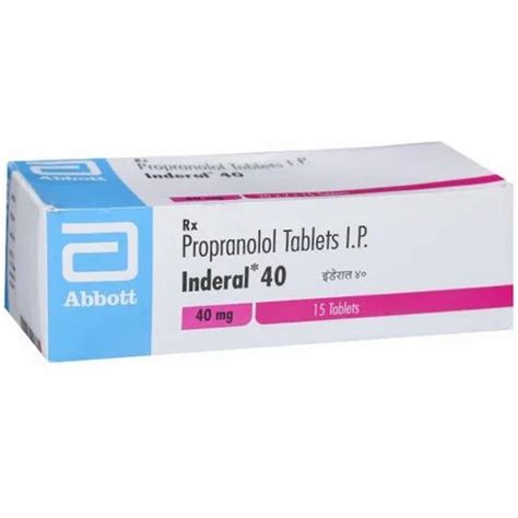 Propranolol Tablets 40mg Inderal 40 At Best Price In Surat