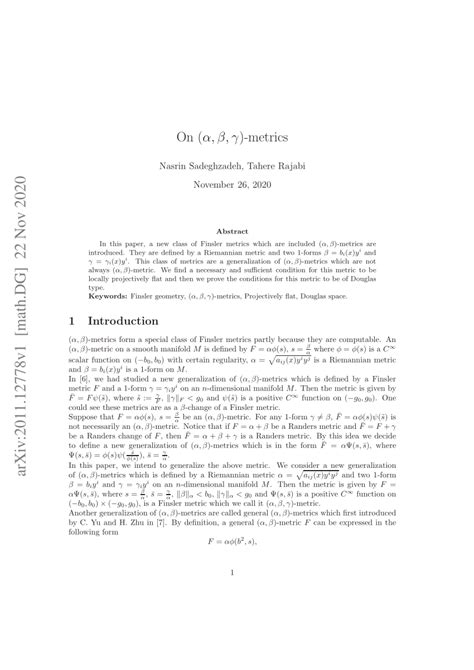 PDF On Alpha Beta Gamma Metrics