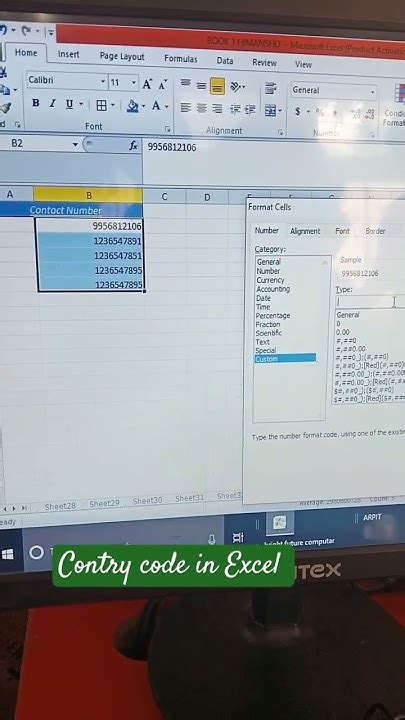 How To Add Country Code Before Comtact No Excel Youtube
