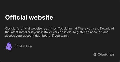 Official Website Obsidian Help