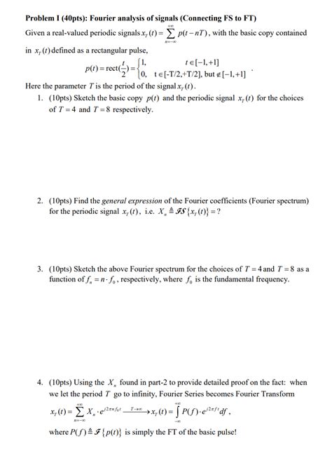 Solved Problem I Pts Fourier Analysis Of Signals Chegg