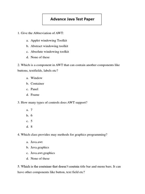 advance java test paper pdf system software software engineering