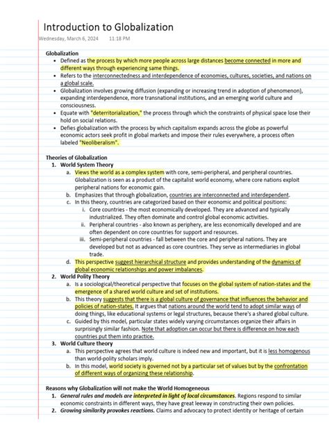 Introduction To Globalization Notes Pdf Globalization Neoliberalism