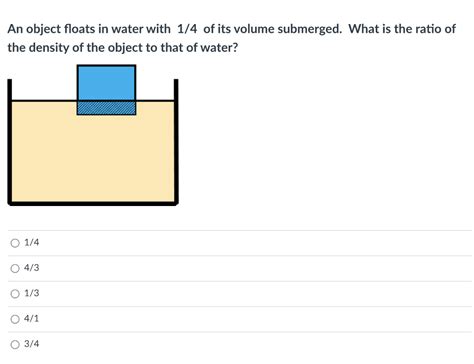 Solved An Object Floats In Water With Of Its Volume Chegg
