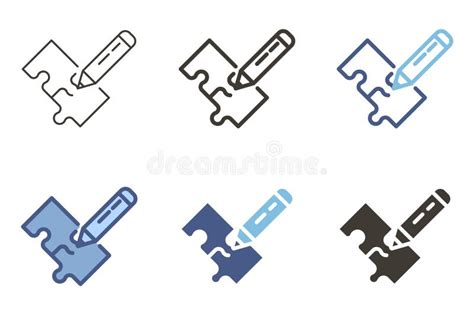 Pencil Drawing Puzzle Pieces Icon Creativity Problem Solving Strategic Thinking Stock Vector
