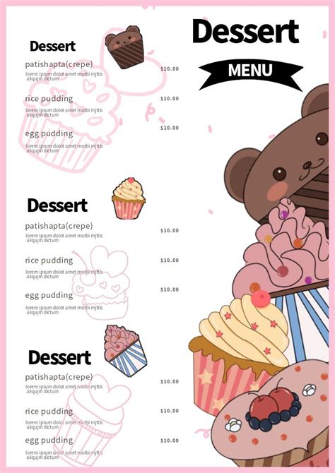 Cute Food Menu Presented In Clip Art Style Template Edit Online Seapik