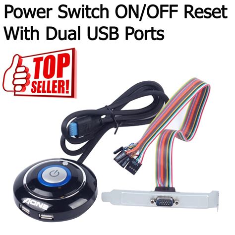 Desktop Pc Computer Case Power Switch On Off Reset With Dual Usb Ports Power Reset Button Led
