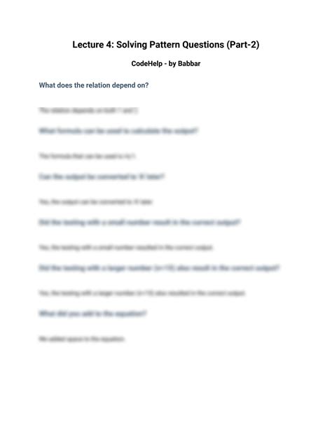 Solution Lecture 4 Solving Pattern Questions Part 2 Studypool