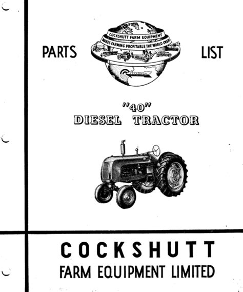 Cockshutt 40 Diesel Tractor Parts List Etsy