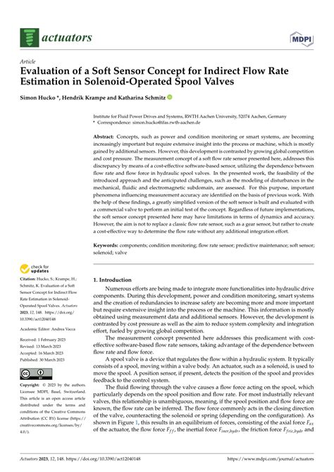 Pdf Evaluation Of A Soft Sensor Concept For Indirect Flow Rate Estimation In Solenoid Operated
