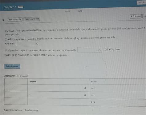 Solved The Level Of Nitrogen Oxides Nox In The Exhaust Of