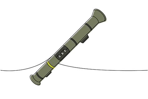 대전차 유탄 발사기 한 줄 컬러 연속 그림 다양한 현대 무기 연속 한 줄 그림 벡터 선형 그림 경찰관에 대한 스톡 벡터 아트 및 기타 이미지 Istock