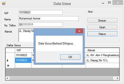 Notes On Lectures Delete Data Di Vbnet Dan Database Mysql