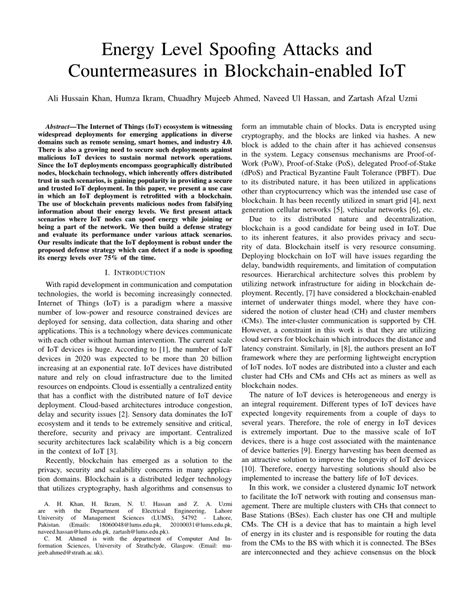 Pdf Energy Level Spoofing Attacks And Countermeasures In Blockchain Enabled Iot