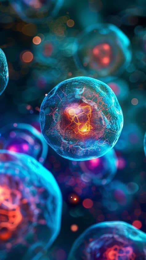 Vibrant Portrayal Of A Single Cell Glowing Amidst Others Showcasing The Intricate Details Of