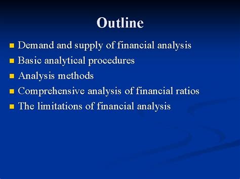 Chapter 4 Financial Statements Analysis Tools Outline Demand