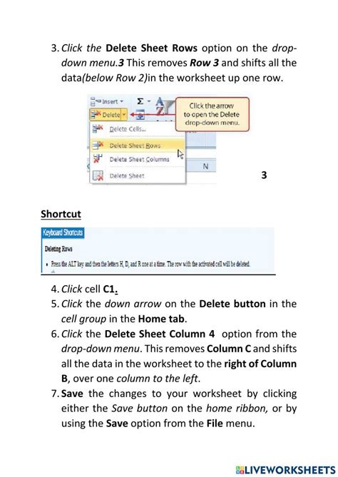 lesson 8 inserting and deleting columnsand rows worksheet live worksheets