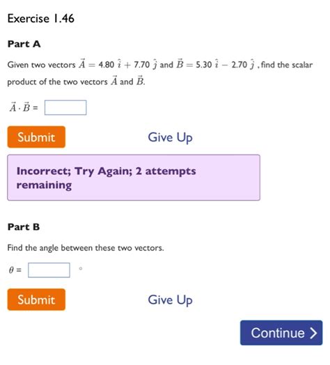 Solved Exercise Part AGiven Two Vectors A Cap I Chegg Com