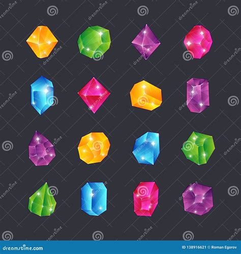 Cartoon Gems Gem Stones Jewels Diamonds Topaz Stone Emerald Ruby Sapphire Glance Clear Glass