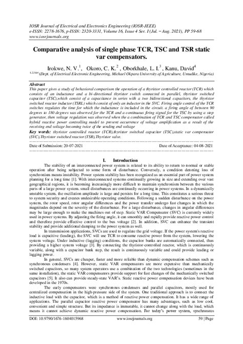 Pdf Comparative Analysis Of Single Phase Tcr Tsc And Tsr Static Var