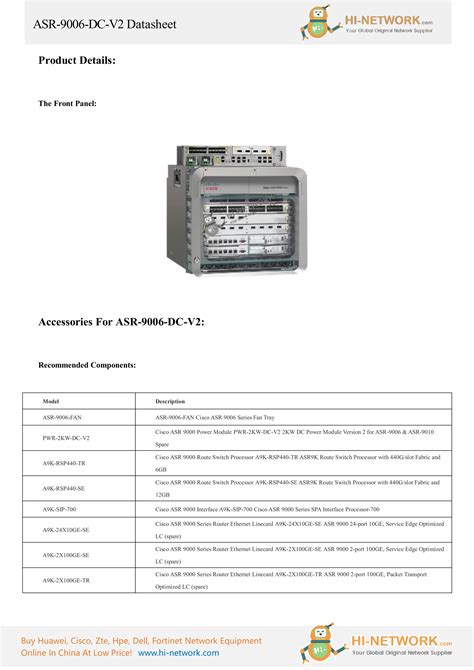 Cisco Asr 9006 Dc V2 Datasheet Pdf