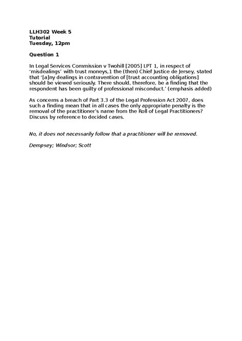 llh302 week 5 tutorial thursday 5pm llh302 week 5 tutorial tuesday