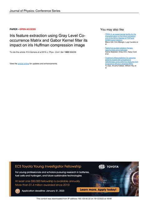 Pdf Iris Feature Extraction Using Gray Level Co Occurrence Matrix And