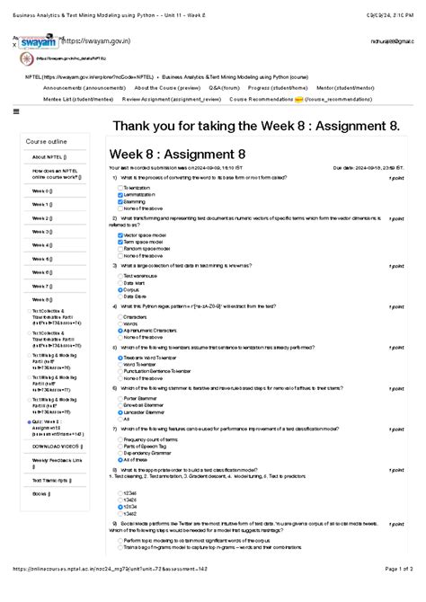 assignment 8 assignemtn business analytics and text mining modeling