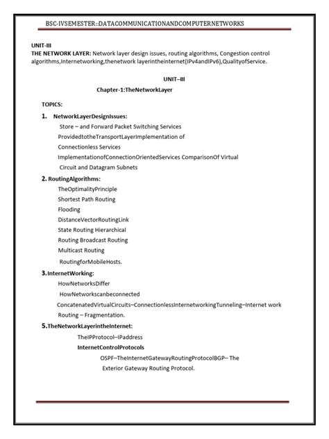 the network layer unit iii pdf computer network routing