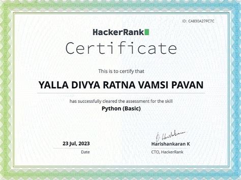 Divya Ratna Vamsi Pavan Yalla On Linkedin Pythoncertification
