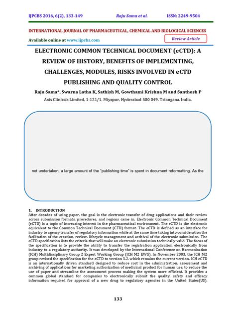 electronic common technical document ectd areview of history benefits