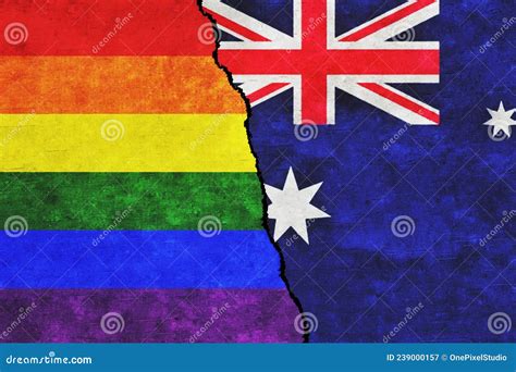 Australia And Homosexuality Flag Together Stock Illustration