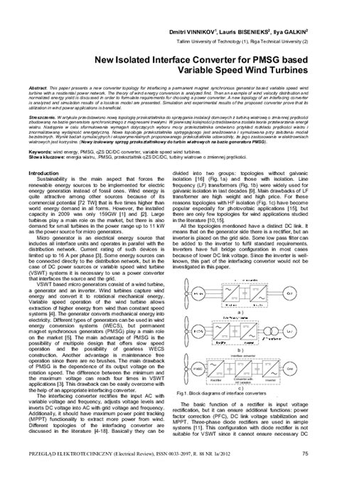 Pdf New Isolated Interface Converter For Pmsg Based Variable Speed Wind Turbines