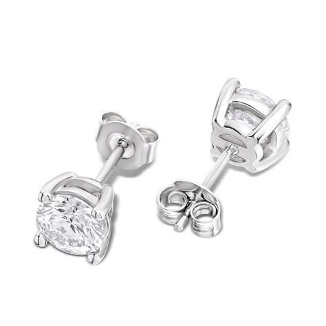 9ct White Gold Lab Grown Certificated Diamond Solitaire Earrings 2ct
