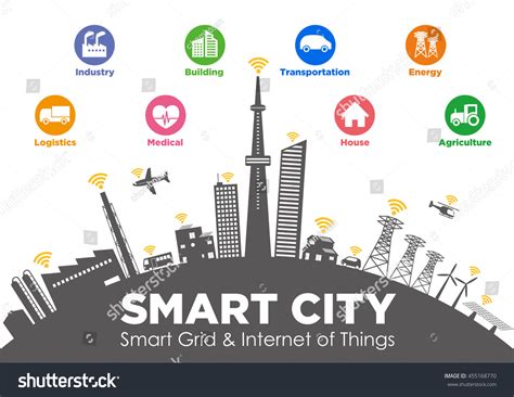 Smart City On Global Ground Various Stock Vector Royalty Free 455168770 Shutterstock
