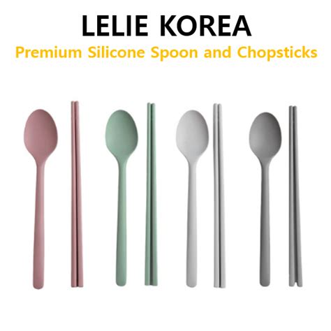 Lelie Korean Premium Silicone Spoon And Chopsticks 4colors In 1set