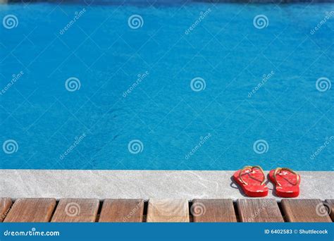 Sandals By The Swimming Pool Stock Image Image Of Pool Bath 6402583