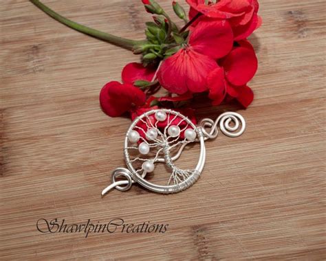 Pearl Tree Of Life Shawl Pin And Hair Slidesilver Plated Etsy