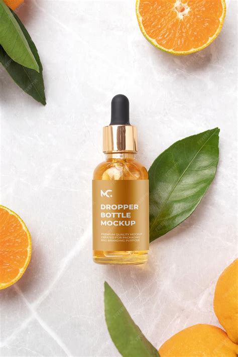 Premium Psd Psd Amber Glass Dropper Bottle With Plastic Lid Cosmetic Self Care Dropper Bottle