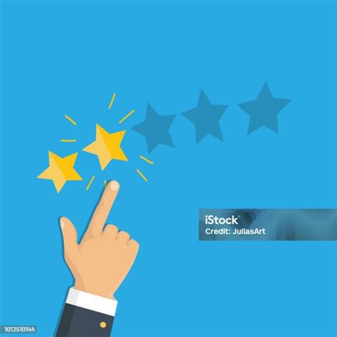 Des Mains Humaines Mettent Cote Or Étoile Grade Cinq Étoiles Vector Doigt De Cotation De