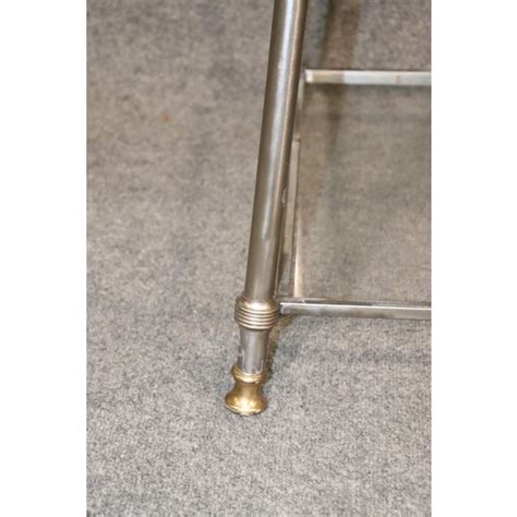 Pyrimidal Form Brass And Steel Maison Jansen Style Etageres A Pair Chairish