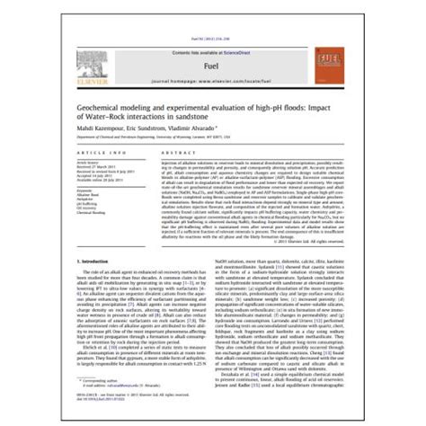 Geochemical Modeling And Experimental Evaluation Of High Ph Floods