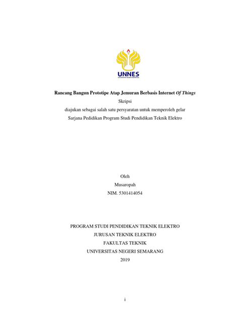 Rancang Bangun Prototipe Atap Jemuran Berbasis Internet Of Things Pdf
