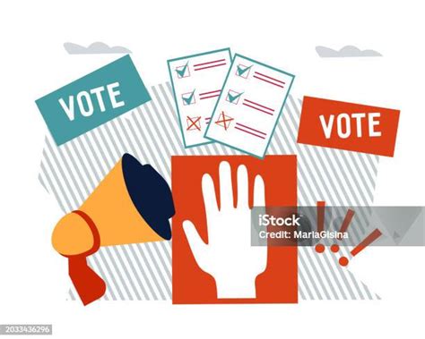 민주적 인 투표 배너 또는 포스터 디자인 평면 벡터 일러스트 레이션 절연 0명에 대한 스톡 벡터 아트 및 기타 이미지 0명 Political Party