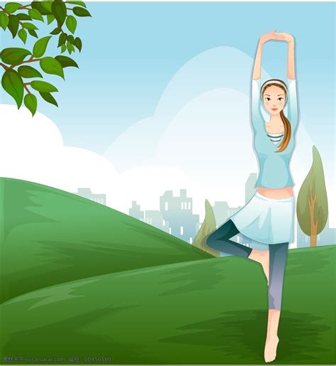 女孩子做早操矢量素材图片下载 素材编号00456569 素材天下图库